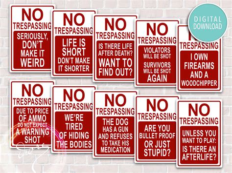 Funny No Trespassing Signs