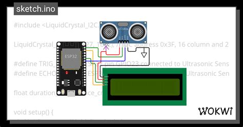 Ultrasonic Sensor with esp32 displaying Distance on LCD - Wokwi ESP32 ...