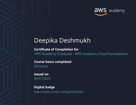 Just Completed The Amazon Web Services Aws Cloud Foundation Training Deepika Deshmukh