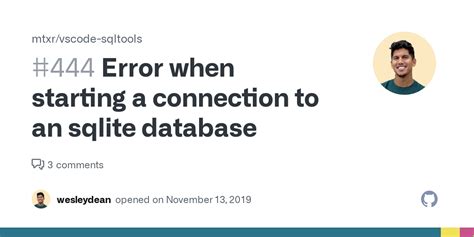 Error When Starting A Connection To An Sqlite Database Issue Mtxr Vscode Sqltools GitHub