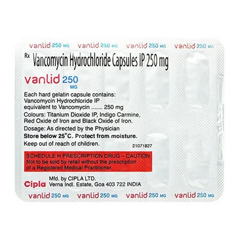 Vancomycin Hydrochloride Capsules 250 Mg Vanlid 250 At ₹ 1000piece