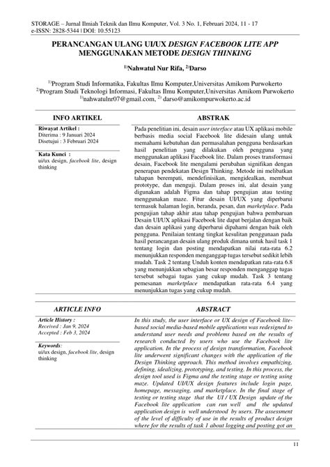 Pdf Perancangan Ulang Ui Ux Design Facebook Lite App Menggunakan Metode Design Thinking