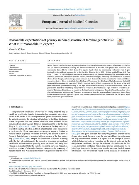 Pdf Reasonable Expectations Of Privacy In Non Disclosure Of Familial