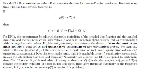 Solved Use Matlab To Demonstrate The 1 D Time Reversal
