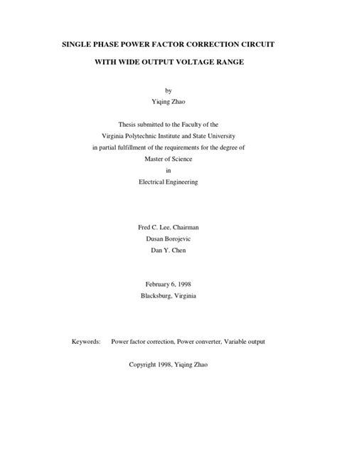 Single Phase Power Factor Correction Circuit With Wide Output Voltage Range Pdf Power