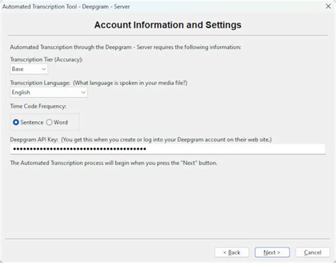 Automated Transcription Deepgram Server Transana Online Tutorial
