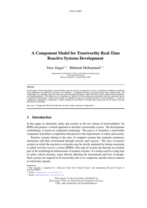 Pdf A Component Model For Trustworthy Real Time Reactive Systems