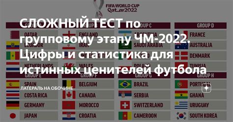СЛОЖНЫЙ ТЕСТ по групповому этапу ЧМ 2022 Цифры и статистика для истинных ценителей футбола