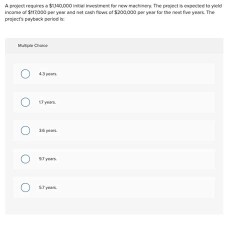 Solved A Project Requires A 1 140 000 Initial Investment