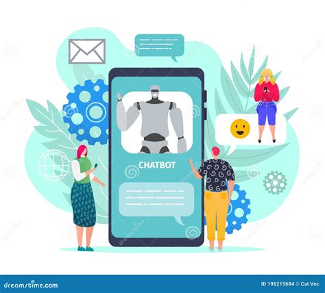 Chatbot Concept Vector Illustration People Chatting With Chat Bot On Smartphone Stock Vector