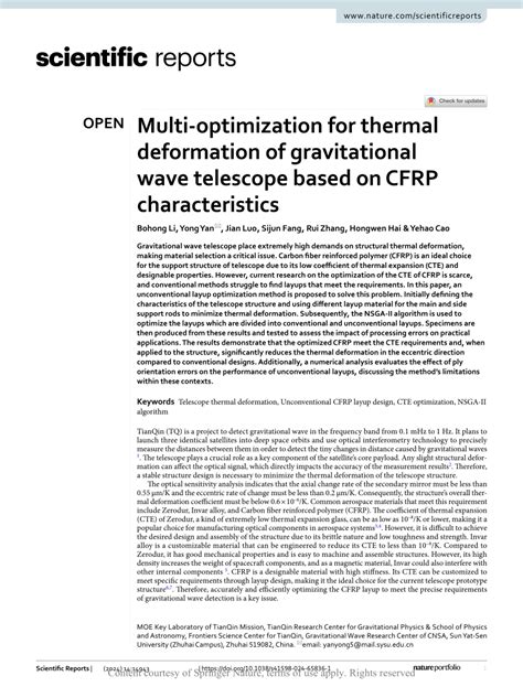 Pdf Multi Optimization For Thermal Deformation Of Gravitational Wave