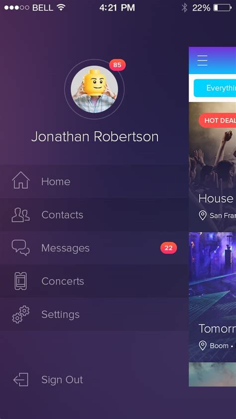 Best Mobile UI Navigation Sidebar Images On Pinterest App Design App Ui And User