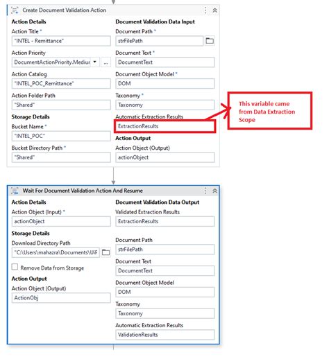 uipath activity error wait for document validation action and resume