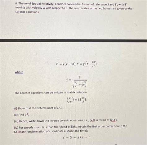solved 6 theory of special relativity consider two