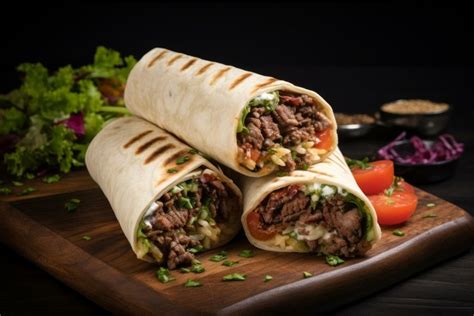 Spicy Shawarma Beef Wrap Generate Ai