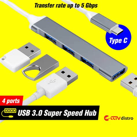 Jual Type C Usb Hub High Speed Port Usb Colokan Usb Aluminium Pc Laptop Komputer