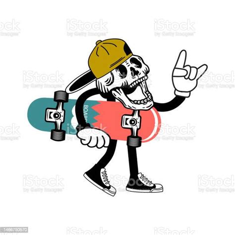 벡터 일러스트 레이 션 만화 캐릭터 스케이트보드 의류 인쇄 포스터 및 기타 용도를 위한 벡터 디자인 0명에 대한 스톡 벡터 아트 및 기타 이미지 Istock