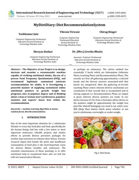 Mydietdiary Diet Recommendationsystem Pdf