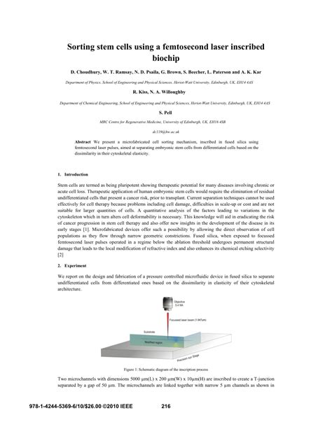 Pdf Sorting Stem Cells Using A Femtosecond Laser Inscribed Biochip