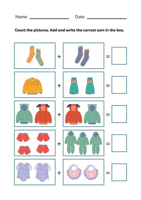 Count The Pictures Add And Write The Correct Sum In The Box Worksheet