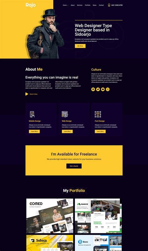 Personal Portfolio Elementor Template Kit Portfolio Web Design Personal Website Design