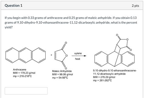 Solved Question 1 2 Pts If You Begin With 0 33 Grams Of