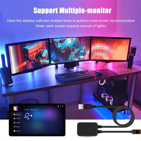 RGBIC Computer Monitor Backlight USB LED Light Strip Immersion Screen Color Sync Smart Control