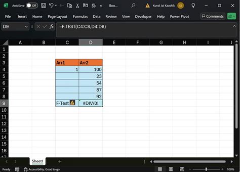Excel Ftest Function
