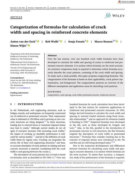 Pdf Categorization Of Formulas For Calculation Of Crack Width And