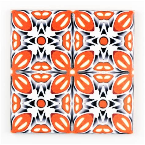 Retro Orange Flower Tiles Ceramic Splashback Tiles Orange Etsy Uk