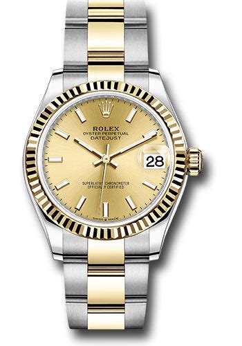 Rolex Steel And Yellow Gold Datejust 31 Watch Fluted Bezel Champag
