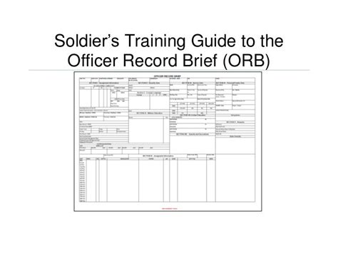 Soldiers Training Guide To The Officer Record Brief02may12