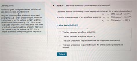 Solved Learning Goal Part A Determine Whether A Phase Chegg Com