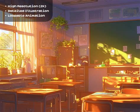 Anime School Classroom Animated Backgrounds Vtuber Stream Overlay