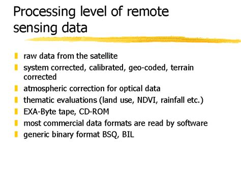 Processing Level Of Remote Sensing Data