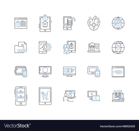 Electronic Line Icons Collection Circuitry Vector Image