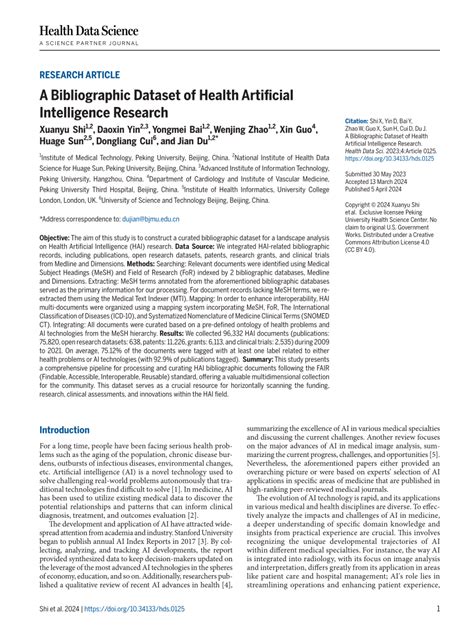 Pdf A Bibliographic Dataset Of Health Artificial Intelligence Research