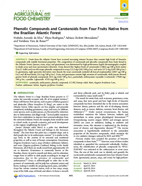 Pdf Phenolic Compounds And Carotenoids From Four Fruits Native From