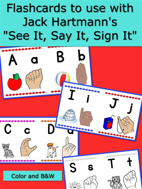 Flashcards To Use With Jack Hartmanns See It Say It Sign It Jack