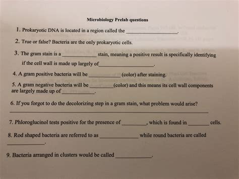 solved microbiology prelab questions 1 prokaryotic dna is