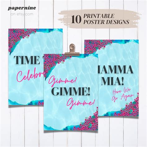 Mamma Mia Inspired Printable Party Posters Digital Printable Etsy