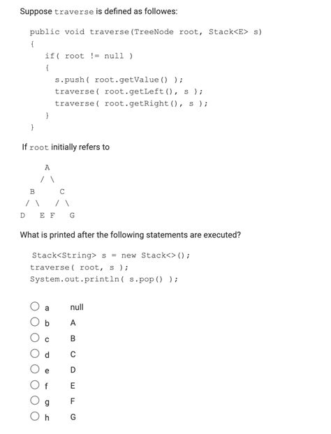 Solved Suppose Traverse Is Defined As Followespublic Void
