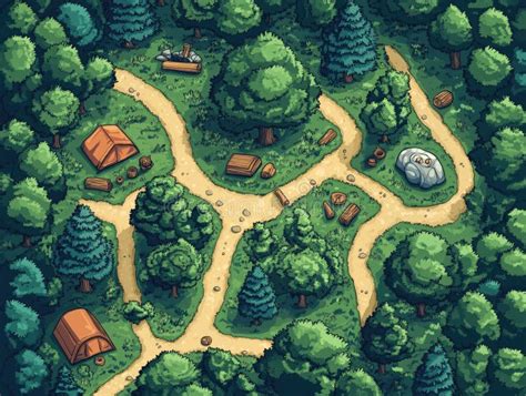 Forest Wilderness Campsites Tabletop RPG Map Fantasy Roleplaying Dungeon Battlemap Adventure