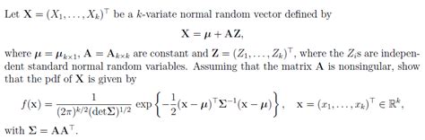 Solved Let X X1 Xx Be A K Variate Normal Random