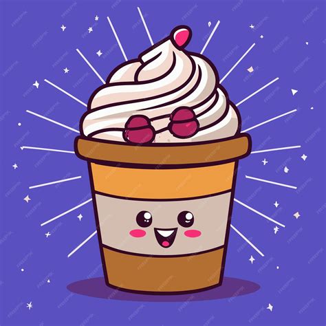 귀여운 뇌 아이스크림 만화 ⁇ 터 아이콘 일러스트 프리미엄 벡터