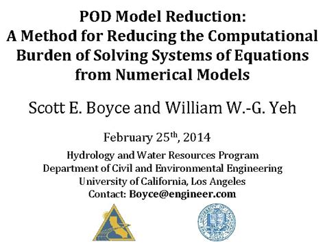 POD Model Reduction A Method For Reducing The
