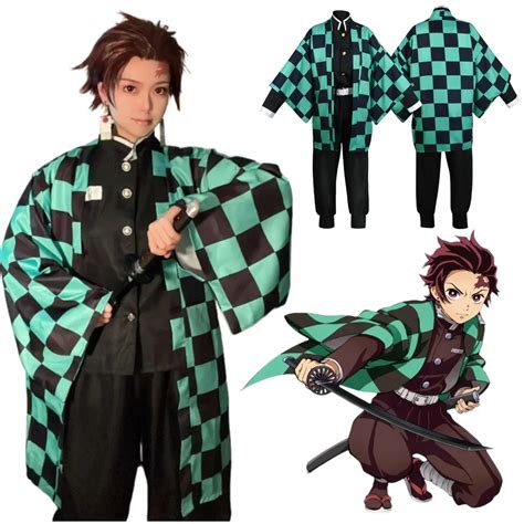 Tanjirou-Kamado-Kostuum-Anime-Cosplay-Mannen-Kimono-Uniform-Halloween ...