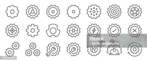 톱니바퀴 아이콘 세트 여기에는 구성 설정 정비사 기술자 프로세스 및 기타 아이콘이 포함됩니다 편집 가능한 벡터 스트로크 바퀴에