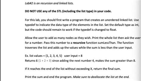 Solved Lab2 Is On Recursion And Linked Lists Do Not Use