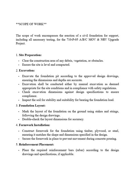 Scope Of Work Foundation Download Free Pdf Concrete General